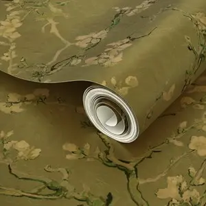 Spoonflower Original Painting Powder Room Old Masters 100% Natural Sisal Grasscloth Wallcovering - Sage