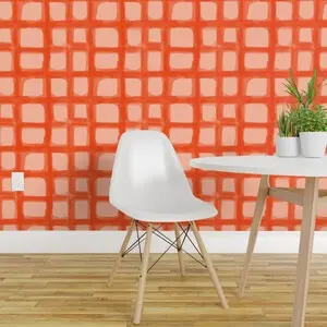 Spoonflower Watercolor Grid Window Pane Modern Painted Custom Pre-pasted Wallpaper