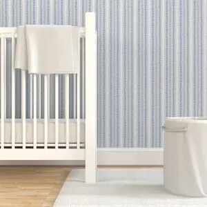 Spoonflower Coastal Stripe River Rocks Blue Cream Neutral Custom Pre-pasted Wallpaper