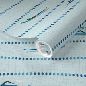 Spoonflower Water Sports Swimmer Exercise Athlete Custom Pre-pasted Wallpaper - Blue