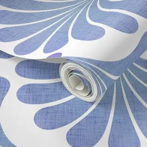 Spoonflower Geometric Floral Periwinkle Minimalist Custom Pre-pasted Wallpaper - Blue