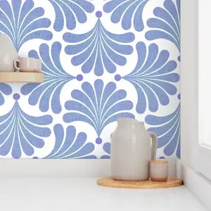 Spoonflower Geometric Floral Periwinkle Minimalist Custom Pre-pasted Wallpaper
