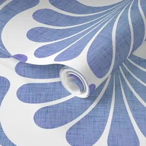 Spoonflower Geometric Floral Periwinkle Minimalist Custom Pre-pasted Wallpaper - Blue
