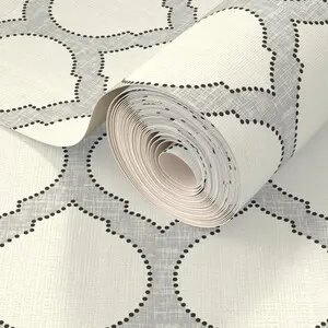 Spoonflower Moroccan Trellis Grey 100% Natural Sisal Grasscloth Wallcovering - Gray,green