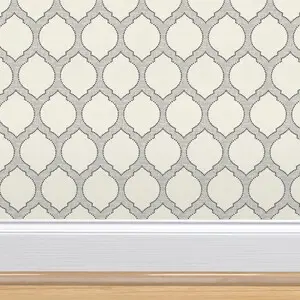 Spoonflower Moroccan Trellis Grey 100% Natural Sisal Grasscloth Wallcovering