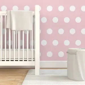 Spoonflower Bright Polka Dots Pale Ditsy Custom Pre-pasted Wallpaper - Pink