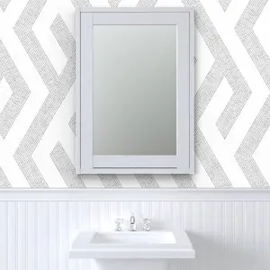 Spoonflower Minimal Zigzag Black And Graphic Lines Custom Pre-pasted Wallpaper