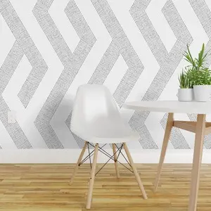 Spoonflower Minimal Zigzag Black And Graphic Lines Custom Pre-pasted Wallpaper