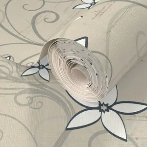 Spoonflower Australian Waxflower Crowea White 100% Natural Sisal Grasscloth Wallcovering Gray,white