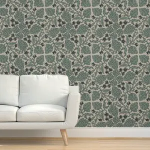 Spoonflower Koko Teal 100% Natural Sisal Grasscloth Wallcovering