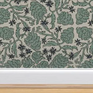 Spoonflower Koko Teal 100% Natural Sisal Grasscloth Wallcovering