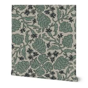 Spoonflower Koko Teal 100% Natural Sisal Grasscloth Wallcovering