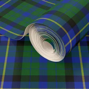Spoonflower Mackay Tartan Plaid Scottish 100% Natural Sisal Grasscloth Wallcovering - Green,yellow
