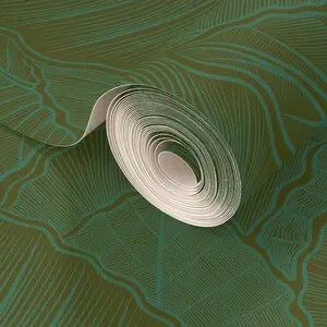 Spoonflower Hiding In Leaves As A Dream Khaki Green And 100% Natural Sisal Grasscloth Wallcovering - Green,black