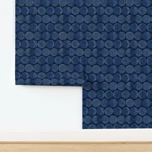 Spoonflower Sashiko Moon Japan Hawaii Outer Space 100% Natural Sisal Grasscloth Wallcovering