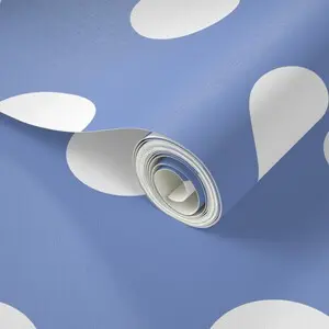 Spoonflower Bright Polka Dots Costal Beach Whimsical Custom Pre-pasted Wallpaper - Blue