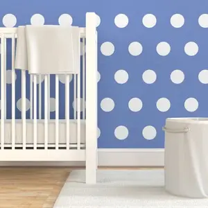 Spoonflower Bright Polka Dots Costal Beach Whimsical Custom Pre-pasted Wallpaper - Blue