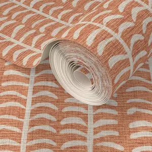 Spoonflower Grass Cloth Vine In Terracotta 100% Natural Sisal Grasscloth Wallcovering - Pink,brown