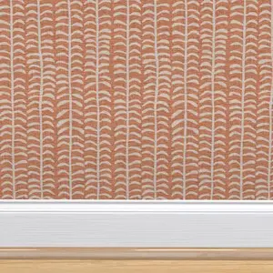 Spoonflower Grass Cloth Vine In Terracotta 100% Natural Sisal Grasscloth Wallcovering - Pink,brown