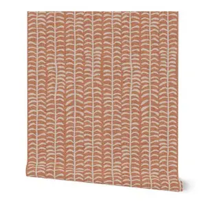 Spoonflower Grass Cloth Vine In Terracotta 100% Natural Sisal Grasscloth Wallcovering - Pink,brown