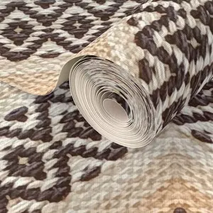 Spoonflower Woven Textured Diamonds 100% Natural Sisal Grasscloth Wallcovering - Gray,brown