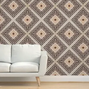 Spoonflower Woven Textured Diamonds 100% Natural Sisal Grasscloth Wallcovering