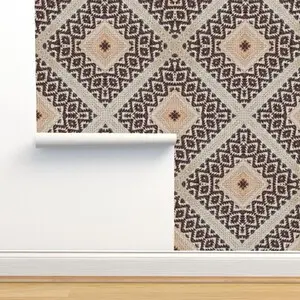 Spoonflower Woven Textured Diamonds 100% Natural Sisal Grasscloth Wallcovering