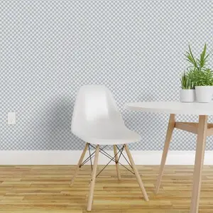Spoonflower Winter Light Summer Checker Checkerboard Custom Pre-pasted Wallpaper - Blue