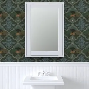 Spoonflower Ogee Dark Vineyard Fountain Hills Custom Pre-pasted Wallpaper - Green