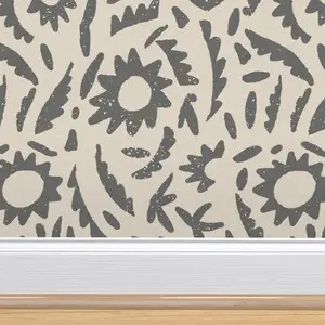 Spoonflower Jules Grey 100% Natural Sisal Grasscloth Wallcovering