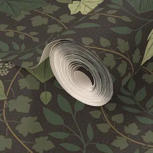 Spoonflower English Ivy 100% Natural Sisal Grasscloth Wallcovering Gray,green
