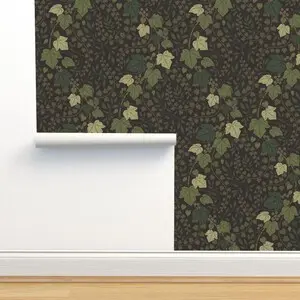 Spoonflower English Ivy 100% Natural Sisal Grasscloth Wallcovering - Gray,green