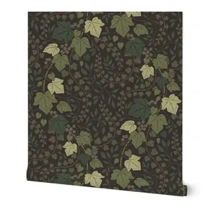 Spoonflower English Ivy 100% Natural Sisal Grasscloth Wallcovering - Gray,green