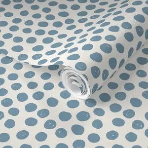 Spoonflower Blue Geometric Polka Dots Unisex Artistic Custom Pre-pasted Wallpaper Blue