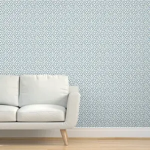 Spoonflower Geometric Polka Dots Artistic Custom Pre-pasted Wallpaper - Blue