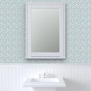 Spoonflower Geometric Polka Dots Artistic Custom Pre-pasted Wallpaper - Blue