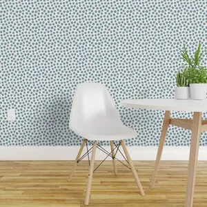 Spoonflower Geometric Polka Dots Artistic Custom Pre-pasted Wallpaper - Blue