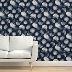 Spoonflower Translucent Jellyfish 100% Natural Sisal Grasscloth Wallcovering