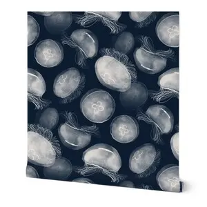 Spoonflower Translucent Jellyfish 100% Natural Sisal Grasscloth Wallcovering