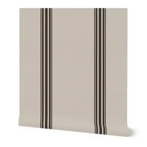 Spoonflower Black Ticking Stripe On Natural Boho Tribal 100% Natural Sisal Grasscloth Wallcovering