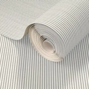 Spoonflower Light Pinstripe 100% Natural Sisal Grasscloth Wallcovering - Gray,white