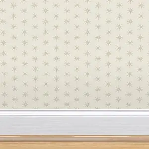 Spoonflower Putty And Cream Stars 100% Natural Sisal Grasscloth Wallcovering - White,gray