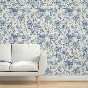 Spoonflower Cinoiserie Mood 100% Natural Sisal Grasscloth Wallcovering