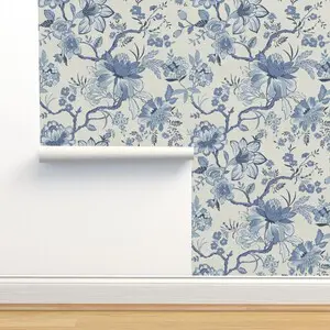 Spoonflower Cinoiserie Mood 100% Natural Sisal Grasscloth Wallcovering