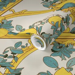Spoonflower Floral Botanical Nature Fruit Citrus Spring Custom Pre-pasted Wallpaper