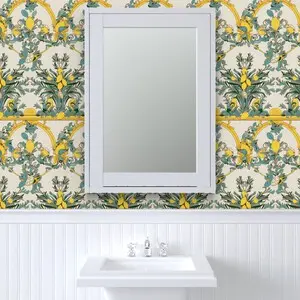 Spoonflower Floral Botanical Nature Fruit Citrus Spring Custom Pre-pasted Wallpaper