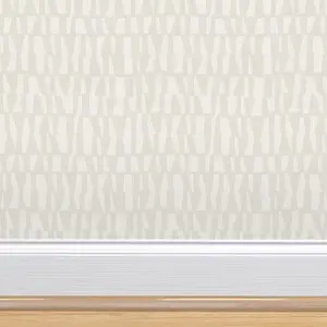 Spoonflower White Beige Geometric 100% Natural Sisal Grasscloth Wallcovering