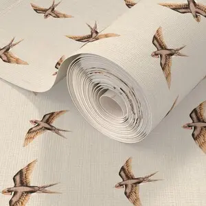 Spoonflower Swallow Neutral 100% Natural Sisal Grasscloth Wallcovering - Gray,brown
