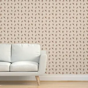 Spoonflower Swallow Neutral 100% Natural Sisal Grasscloth Wallcovering