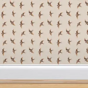 Spoonflower Swallow Neutral 100% Natural Sisal Grasscloth Wallcovering